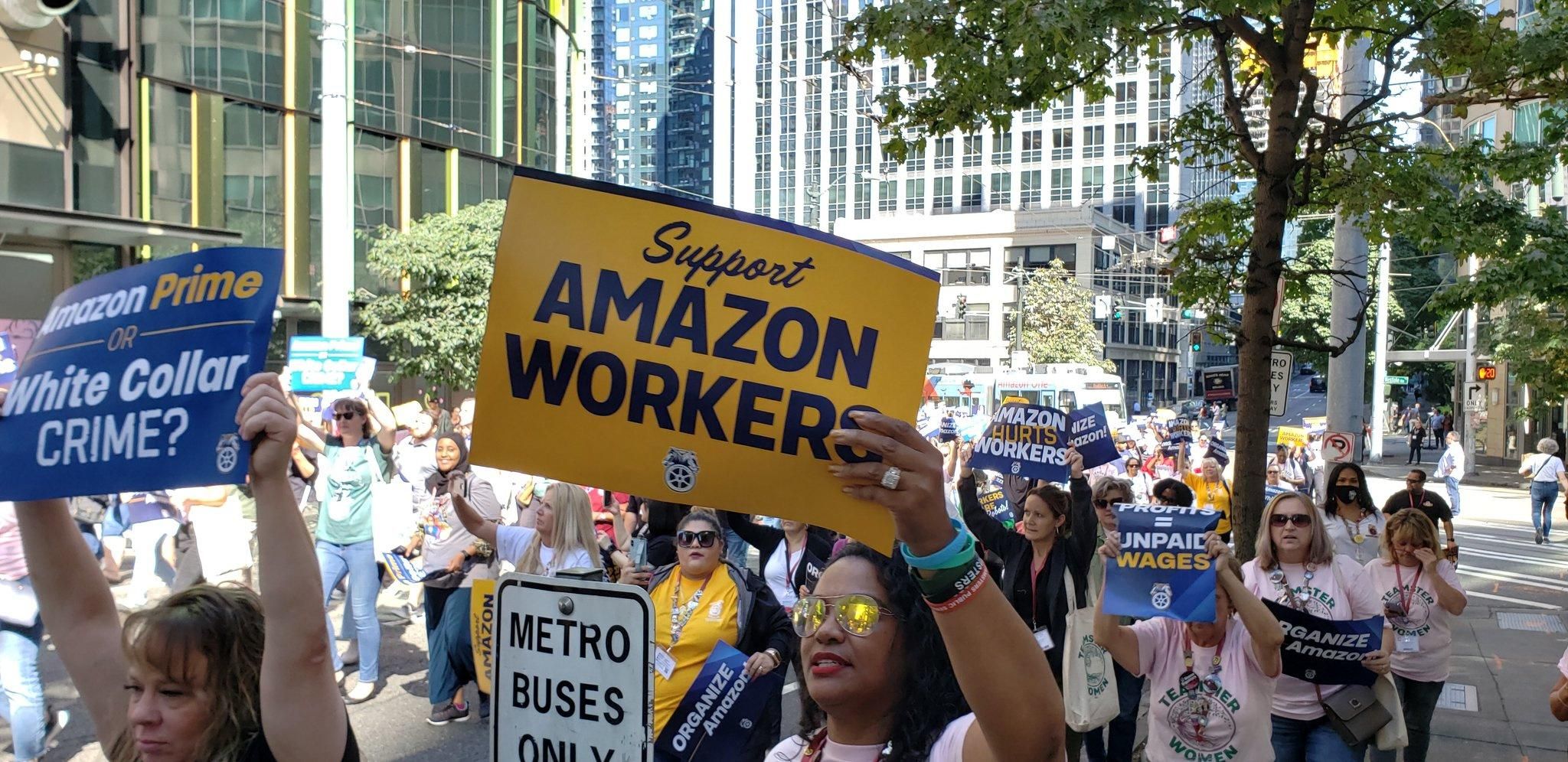 'We Are Coming for You!': Teamsters Union Rallies Outside Amazon ...