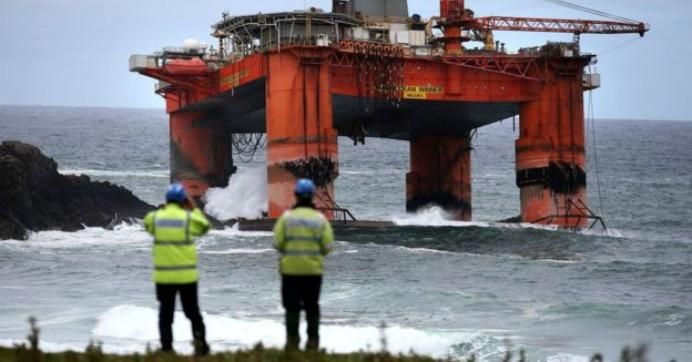 Grounded 17,000-Ton Oil Rig Leaking Diesel Near Rare North Sea Habitat