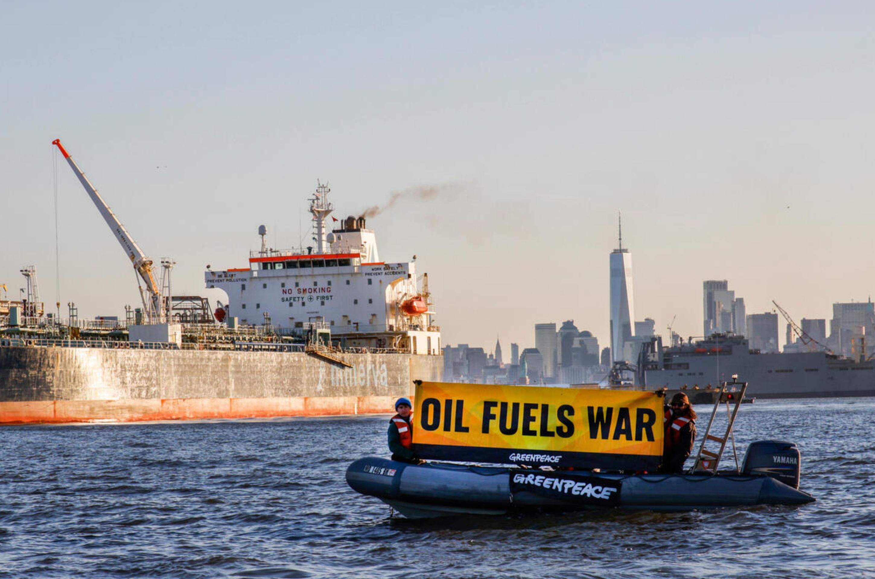 'The History of Oil Is War': Greenpeace Confronts Russian Tanker in New ...